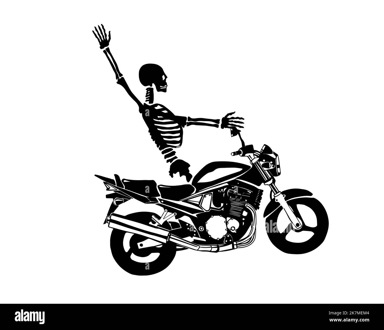 The skeleton rides a motorcycle. Happy Halloween. Vector illustration ...