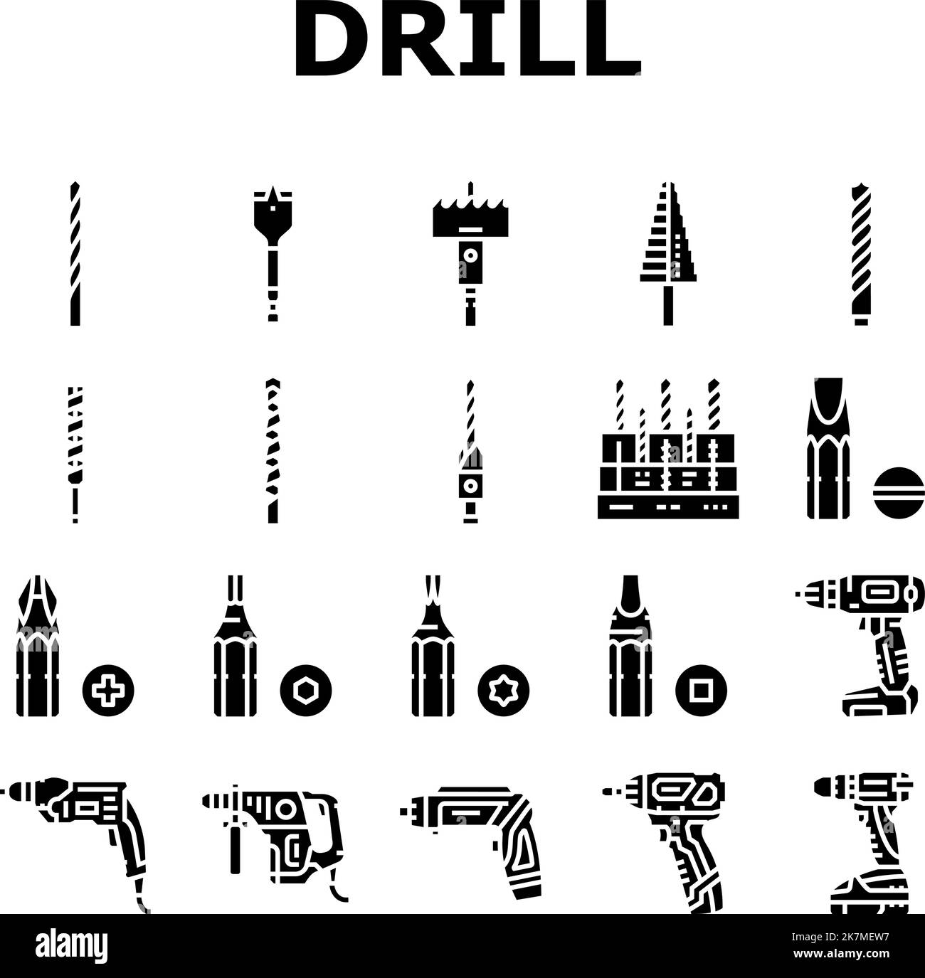 drill equipment construction icons set vector Stock Vector Image & Art ...