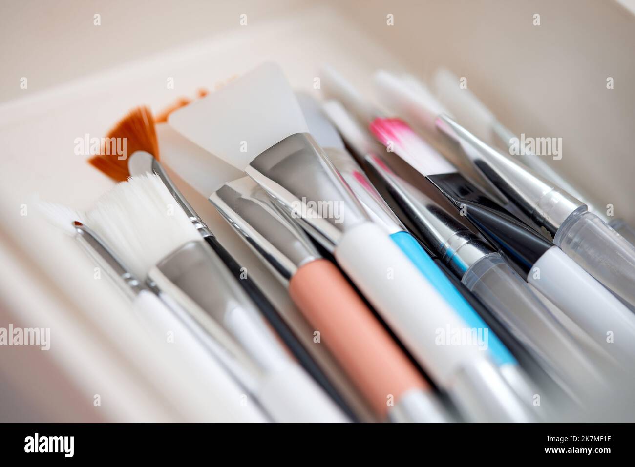 many different clean brushes for beauty procedures Stock Photo - Alamy