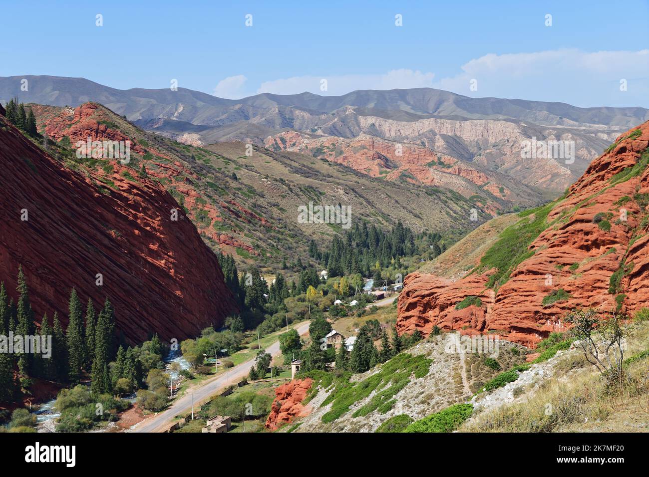 Unusual rock formations from red sandstone in canyon Seven bulls in ...