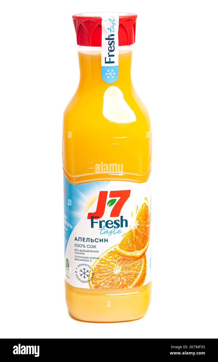 Moscow, Russia, October 17,2022: J7 orange juice package Stock Photo ...