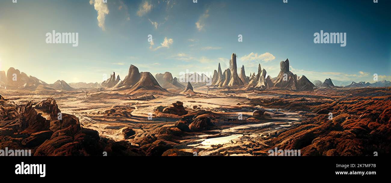 Alien Planet. Futuristic fantasy landscape, sci-fi landscape with ...