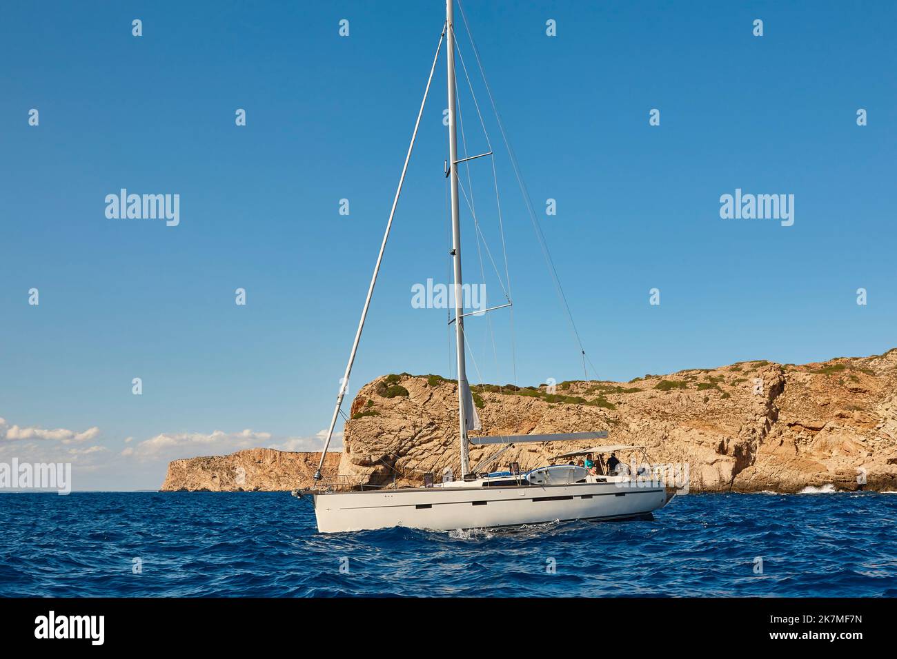 Sailing in mediterranean sea. Mallorca archipelago. Cabrera island ...