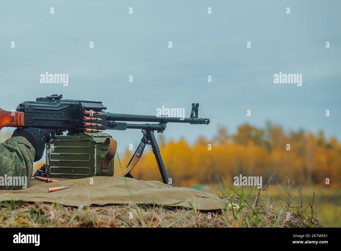 Machine gun automatic weapon, military equipment. Armed conflict, civil ...
