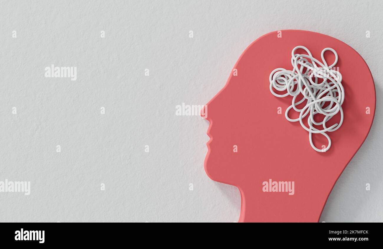 Mental health concept. tangled chaotic brain, Personality and emotion ...