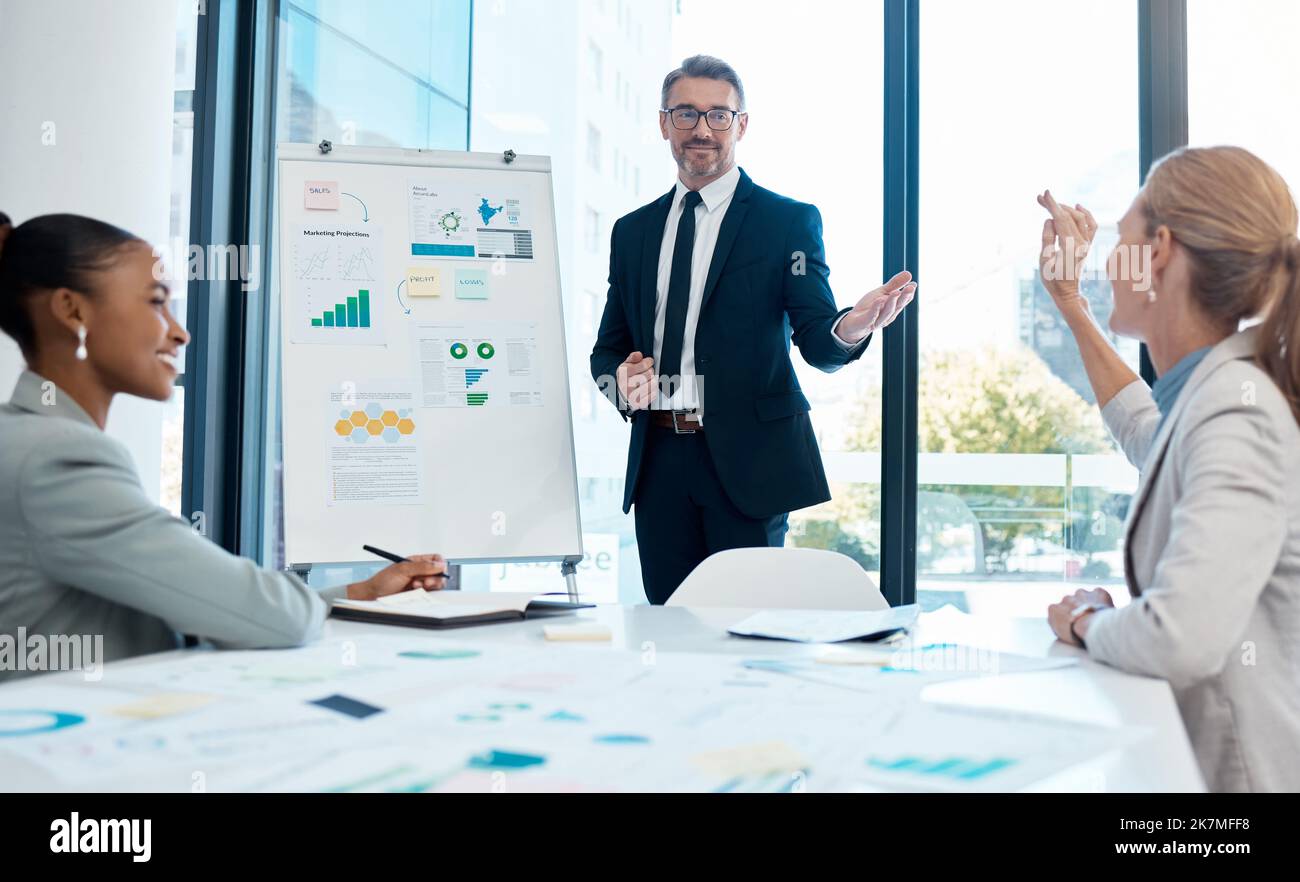 Strategy, planning and sales chart presentation, idea sharing in ...