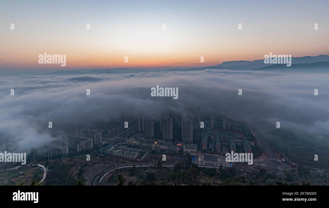 CHONGQING, CHINA - OCTOBER 18, 2022 - Advection fog is seen in the ...