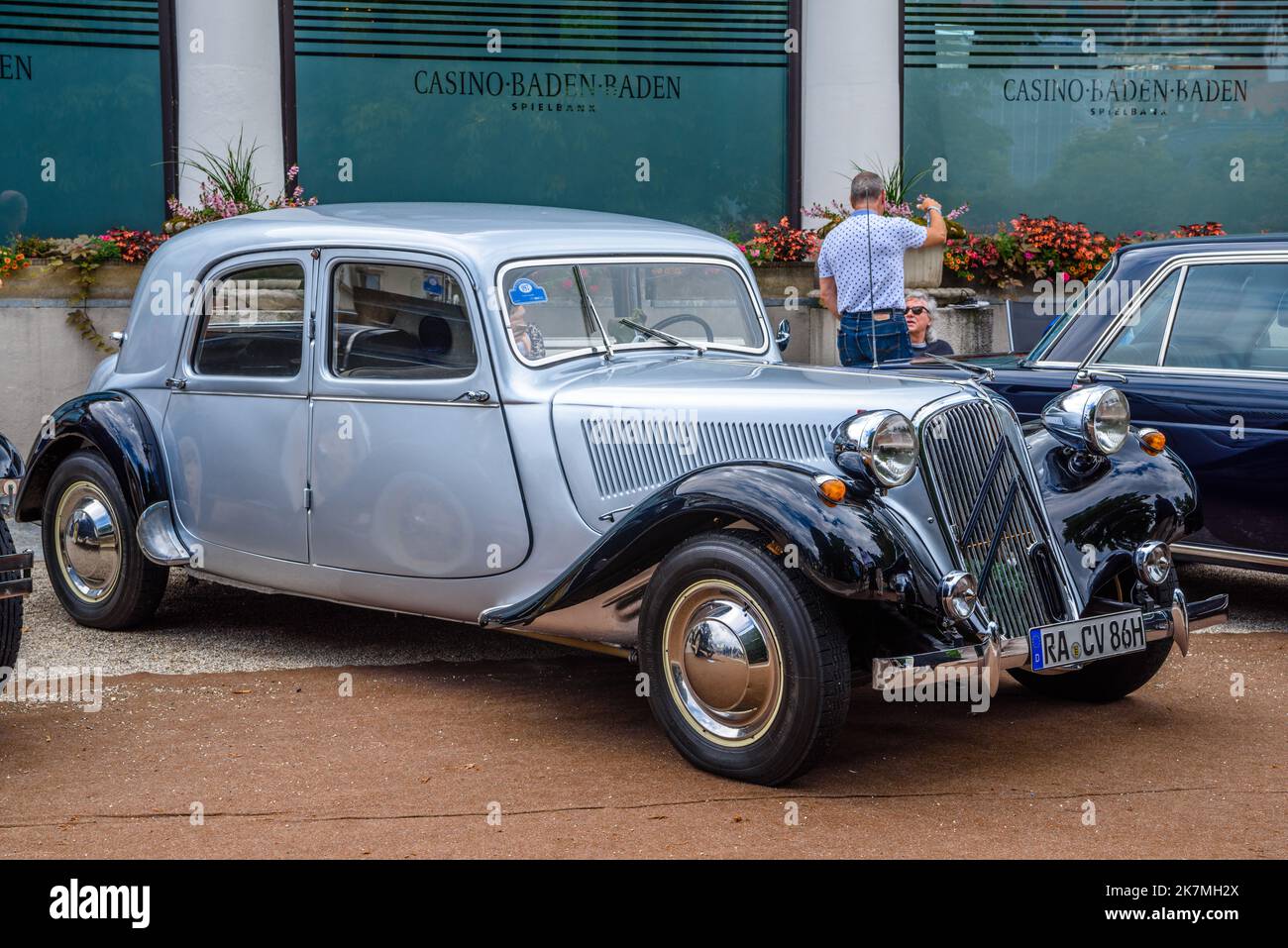 BADEN BADEN, GERMANY - JULY 2019: silver gray CITROEN TRACTION AVANT ...