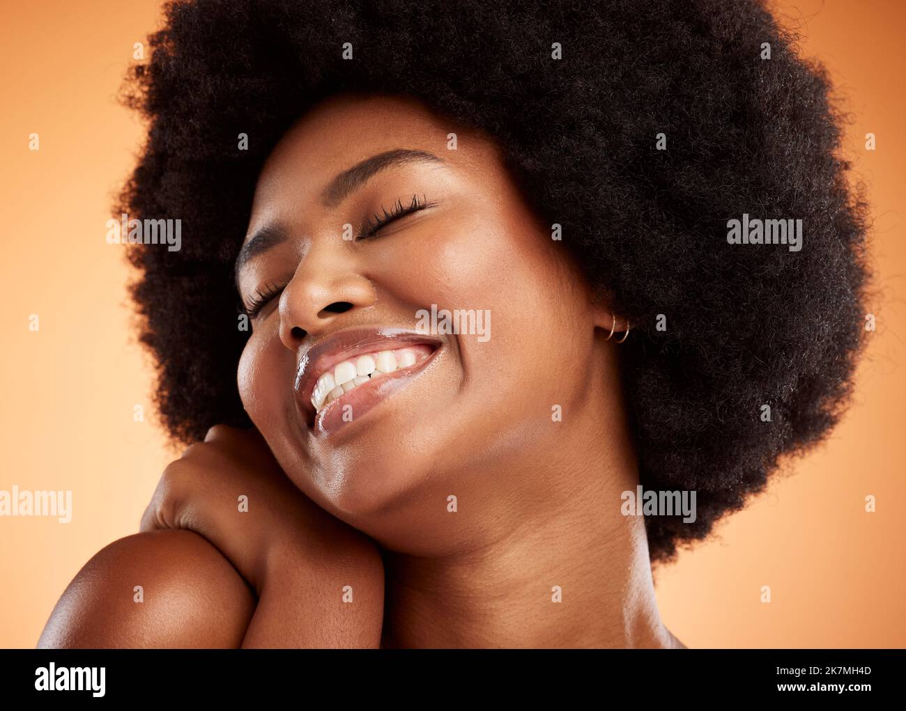 Black woman, skincare and natural beauty, face and skin, cosmetics ...