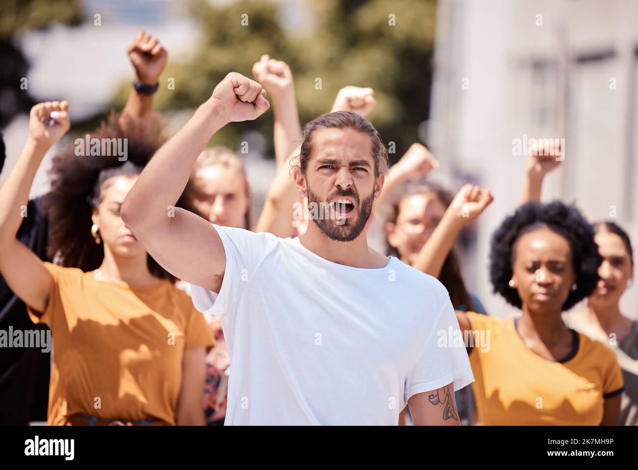 Angry protest leader, global peace march and support human rights ...