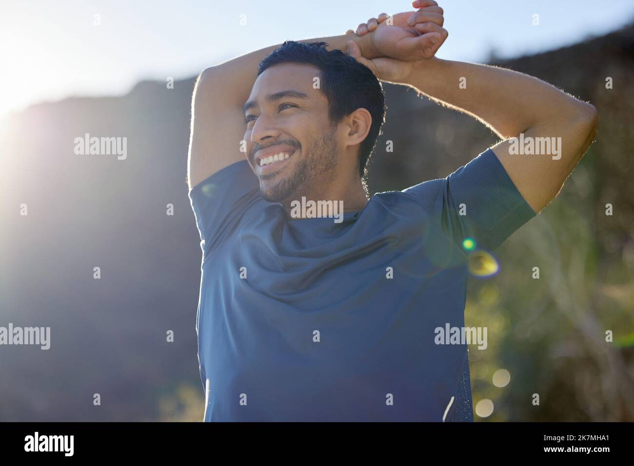 Im so ready to train. a handsome young man standing alone and ...