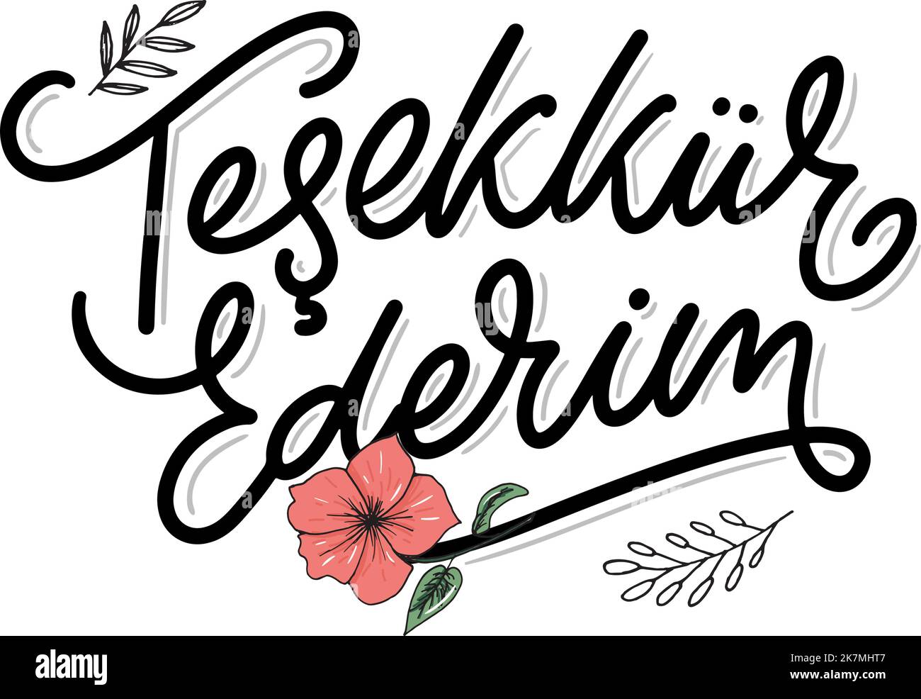 Text in the Turkish: Thank you. Lettering. Ink illustration. Modern ...