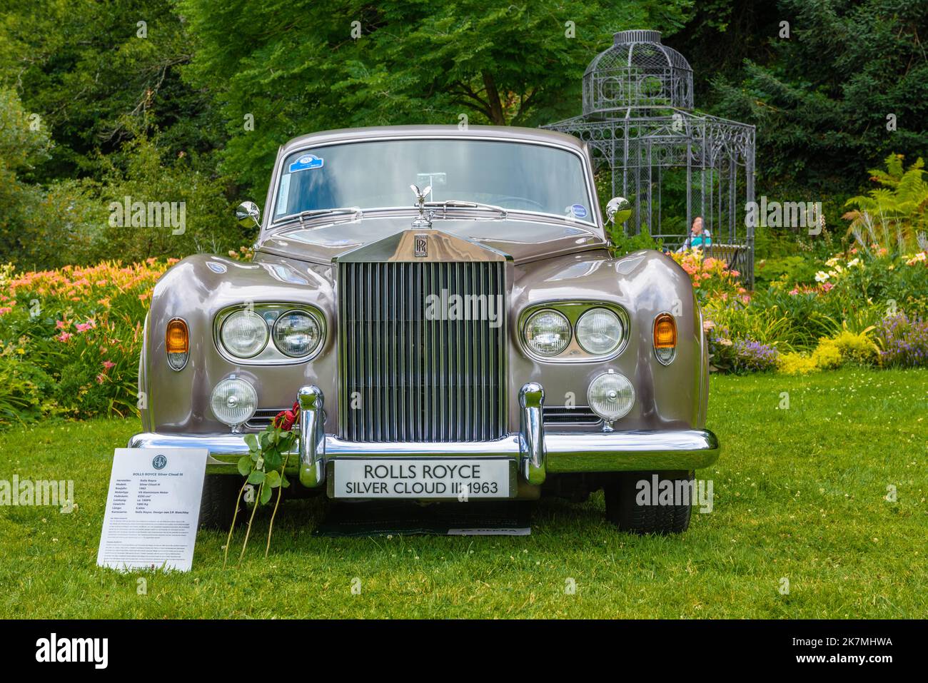 BADEN BADEN, GERMANY - JULY 2019: silver sand gray metalic ROLLS-ROYCE ...