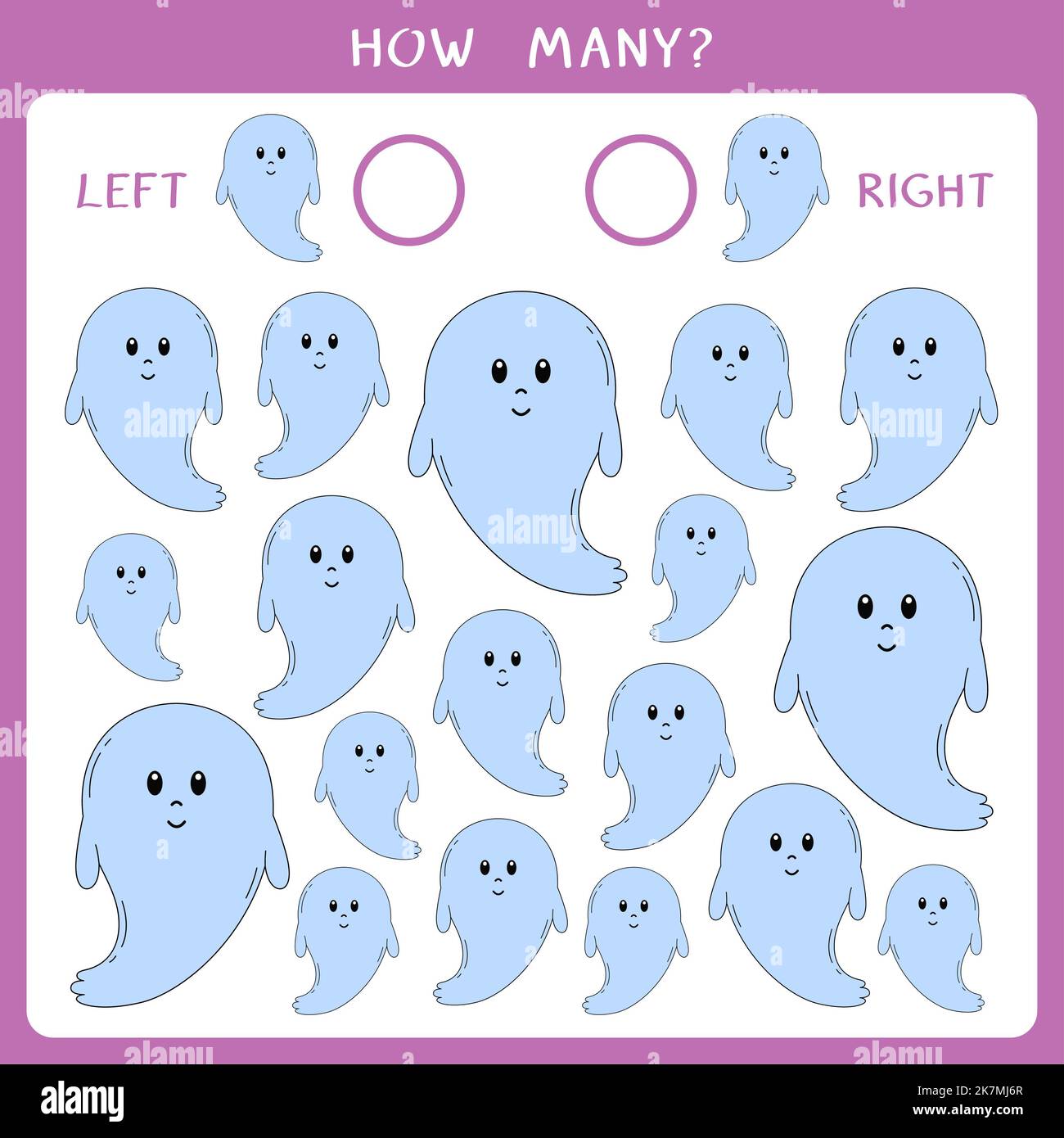 Simple educational game for kids. Count how many ghosts fly to the left ...