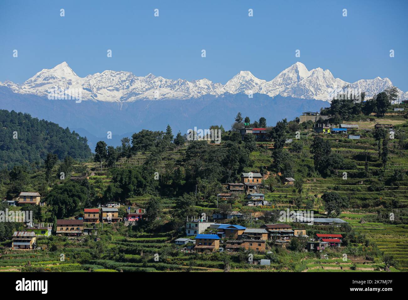 Nepal. 18th Oct, 2022. Bakhri gaun, a Tamang settlement on the ...