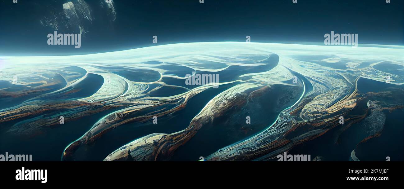 Alien Planet. Futuristic fantasy landscape, sci-fi landscape with ...