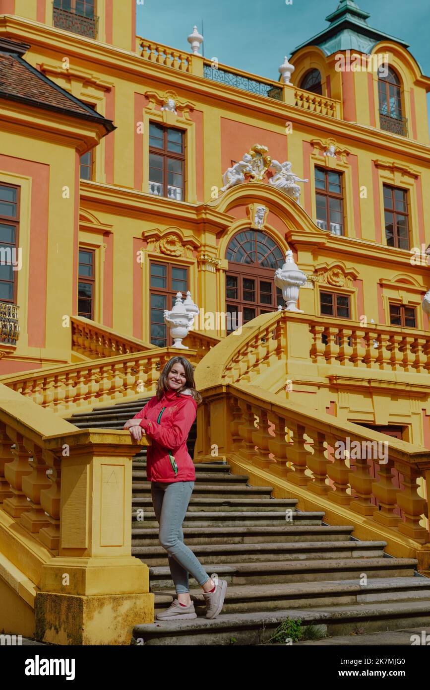 Beautiful Girl Posing Near Favorite Palace At Ludwigsburg, Germany ...