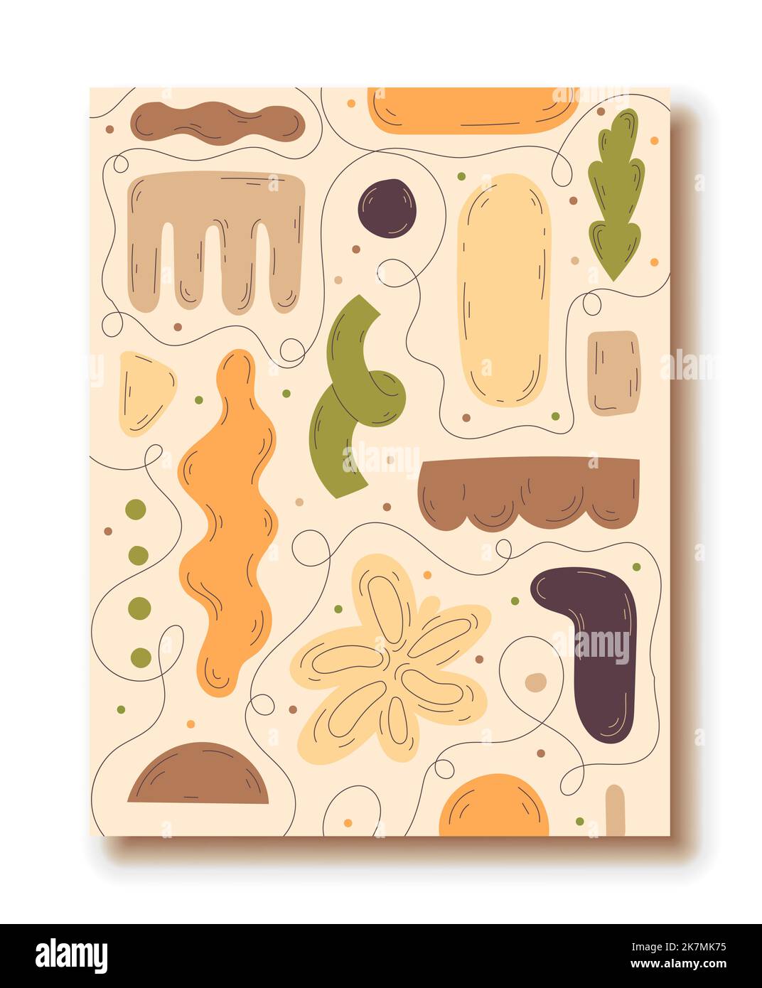 Poster with abstract hand drawn various shapes vector illustration ...