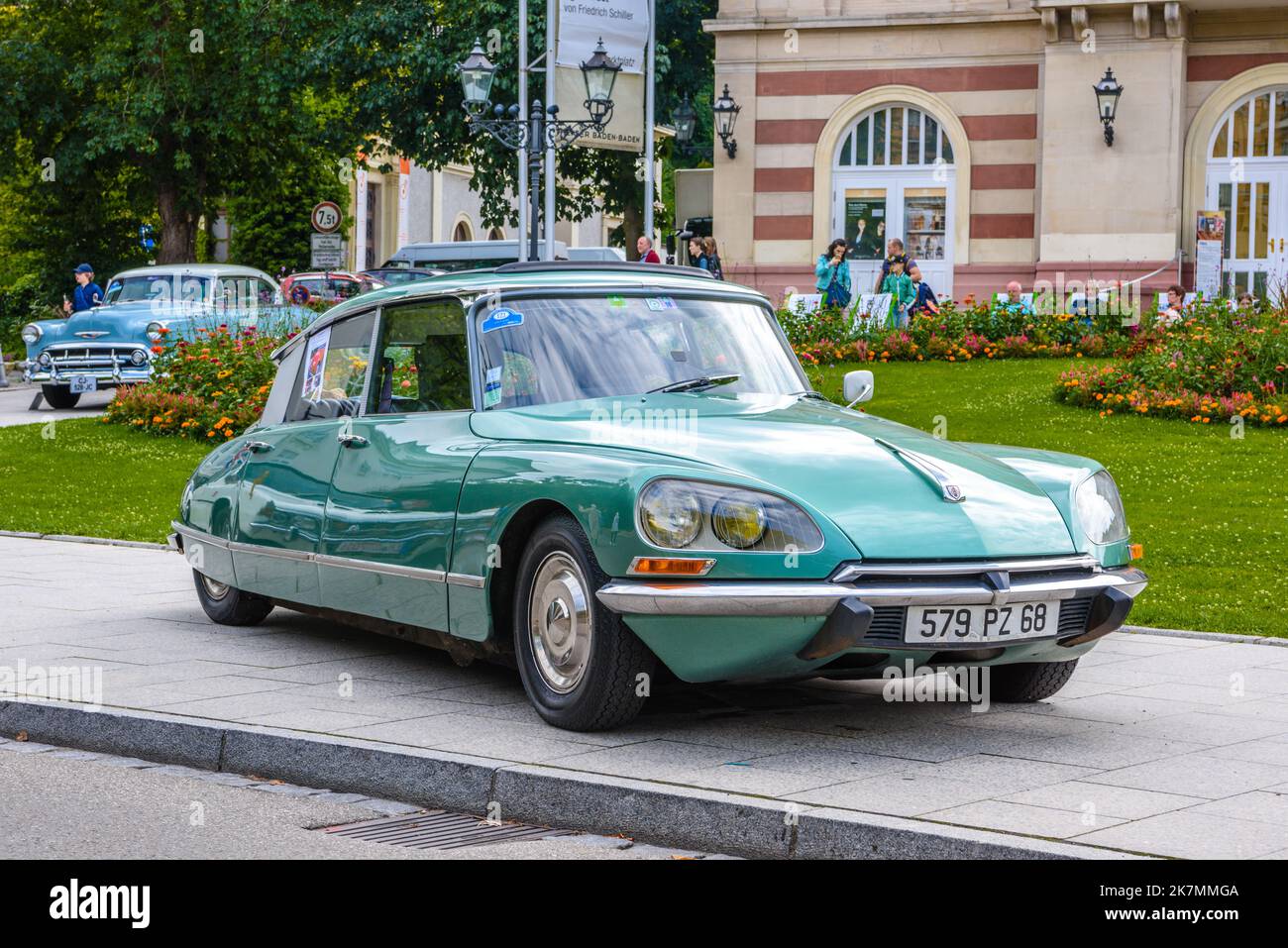 BADEN BADEN, GERMANY - JULY 2019: light green CITROEN DS 21 DS23 PALLAS ...