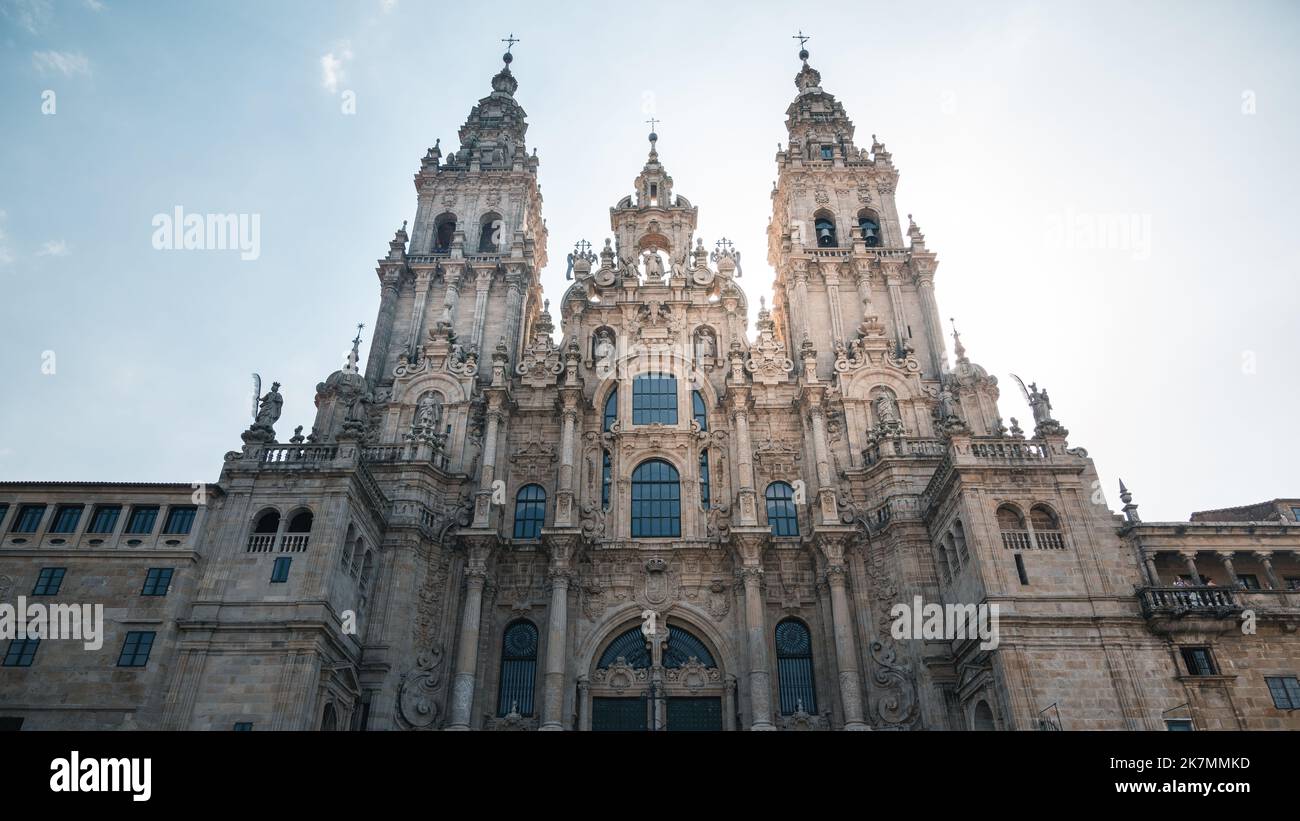 Santiago de Compostela Cathedral at noon. Last stop of the Camino de ...