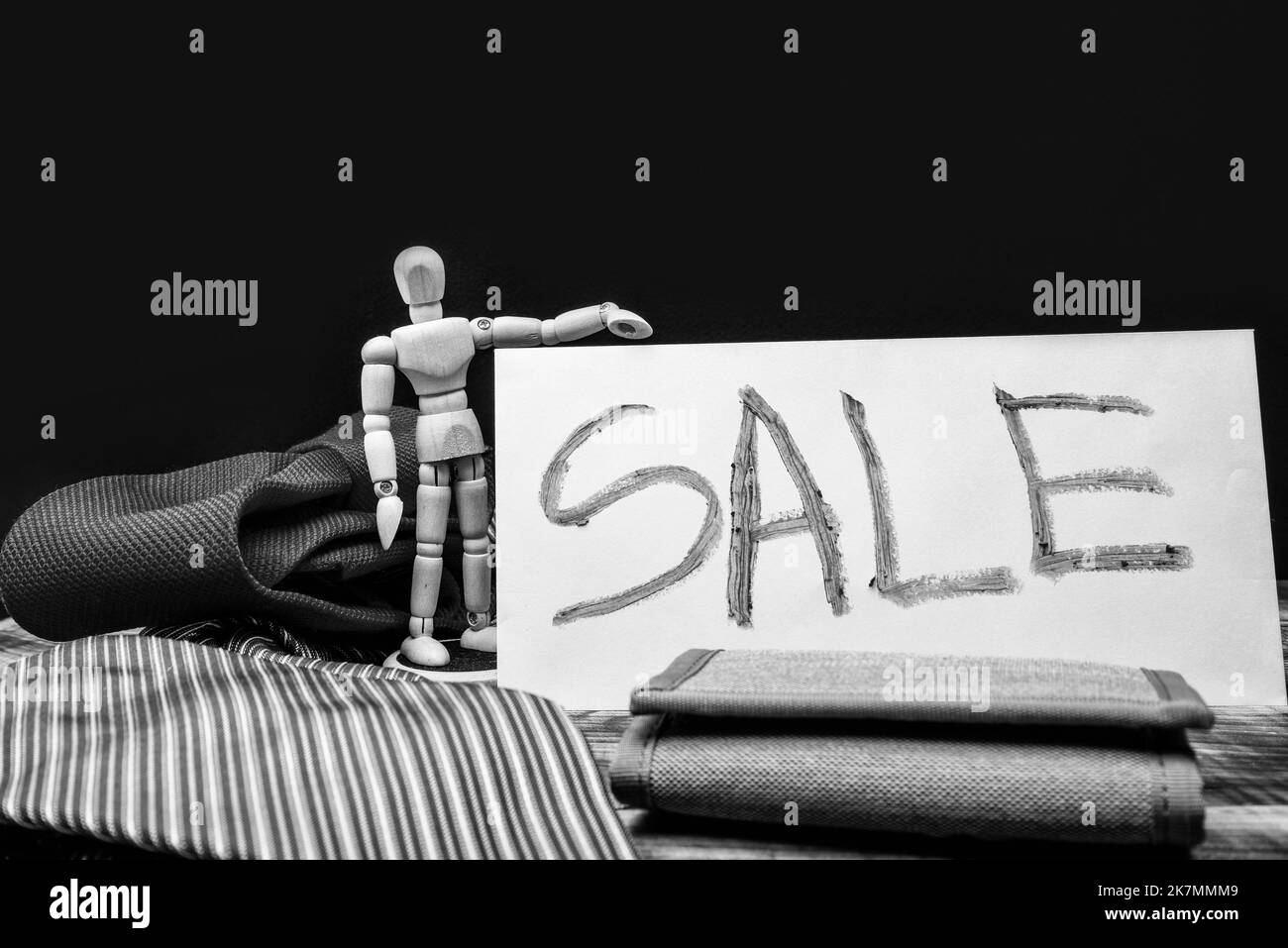 Sale. Purchase and shopping. Discount. Wooden dummy and sale ...