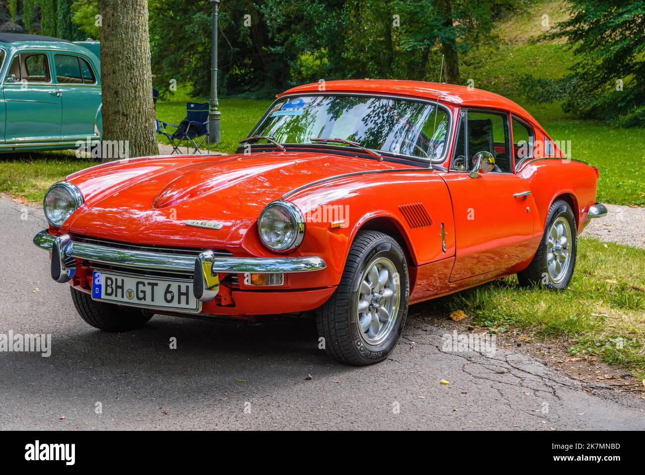 BADEN BADEN, GERMANY - JULY 2019: red TRIUMPH SPITFIRE 1500 sport coupe ...
