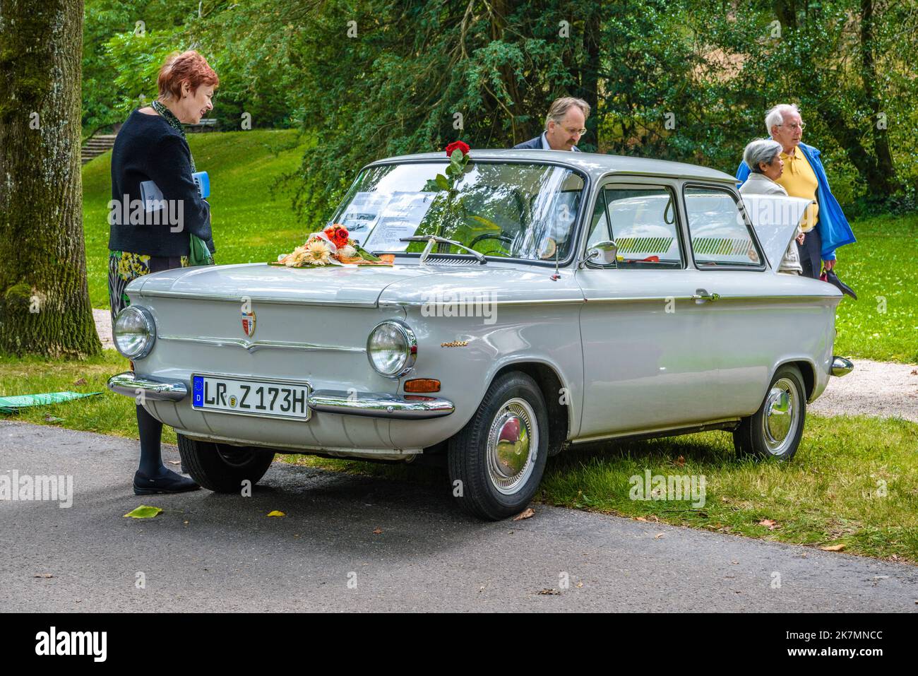 BADEN BADEN, GERMANY - JULY 2019: white ivory NSU PRINZ 4 Ramses II P ...