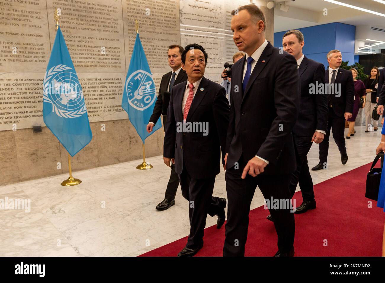 Rome, Italy. 18th Oct, 2022. FAO Director-General Qu Dongyu (L) and the ...