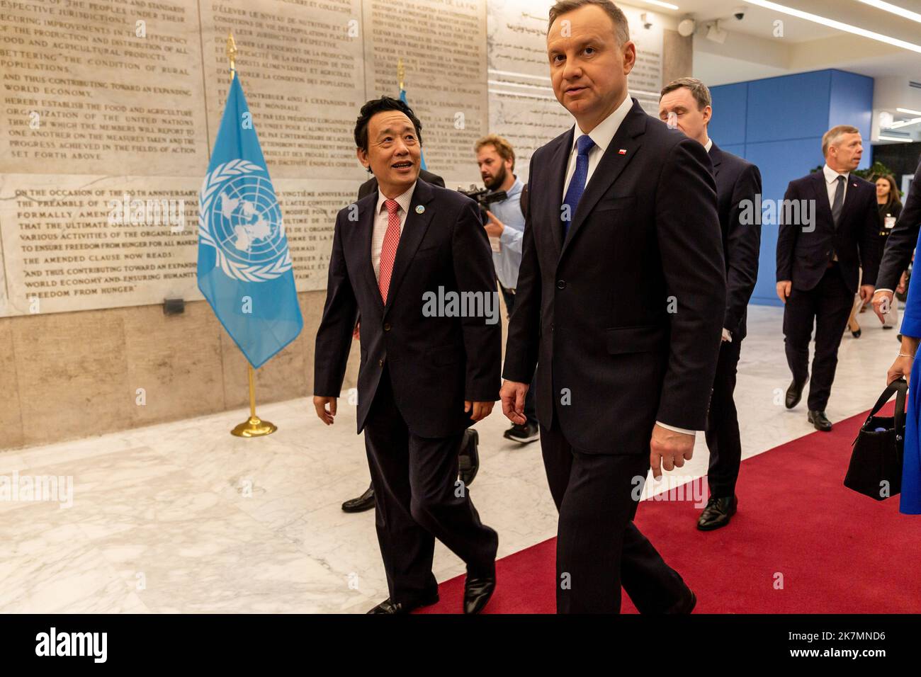 Rome, Italy. 18th Oct, 2022. FAO Director-General Qu Dongyu (L) and the ...