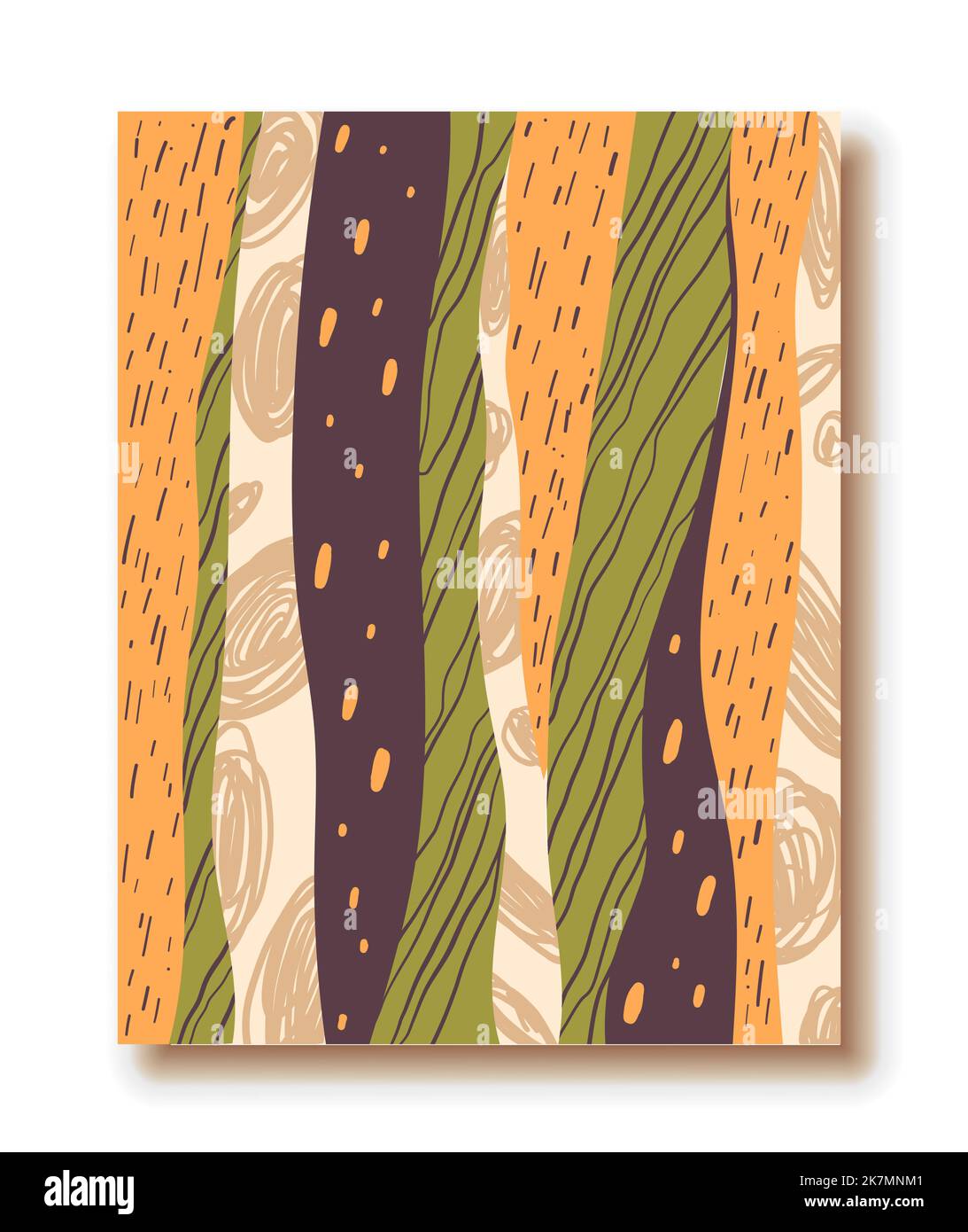 Poster with hand drawn abstract pattern vertical lines vector ...