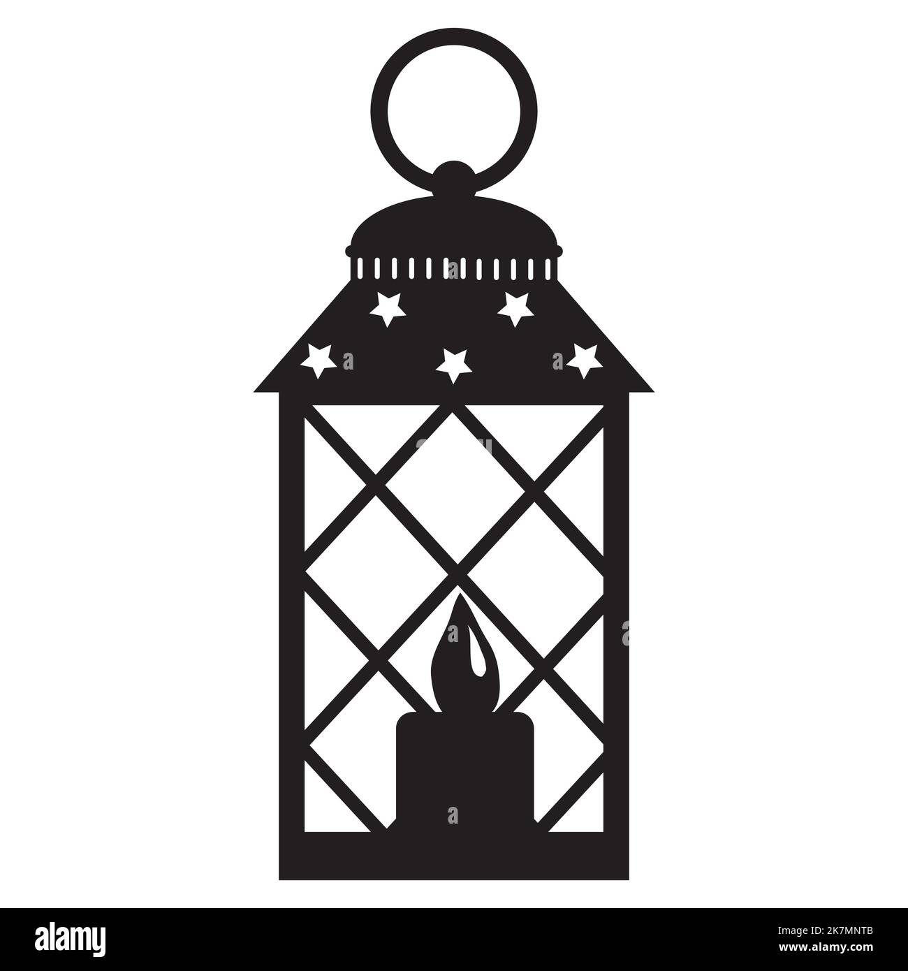 Interior Landscape Christmas Lantern with Candle, Black Stencil icon ...