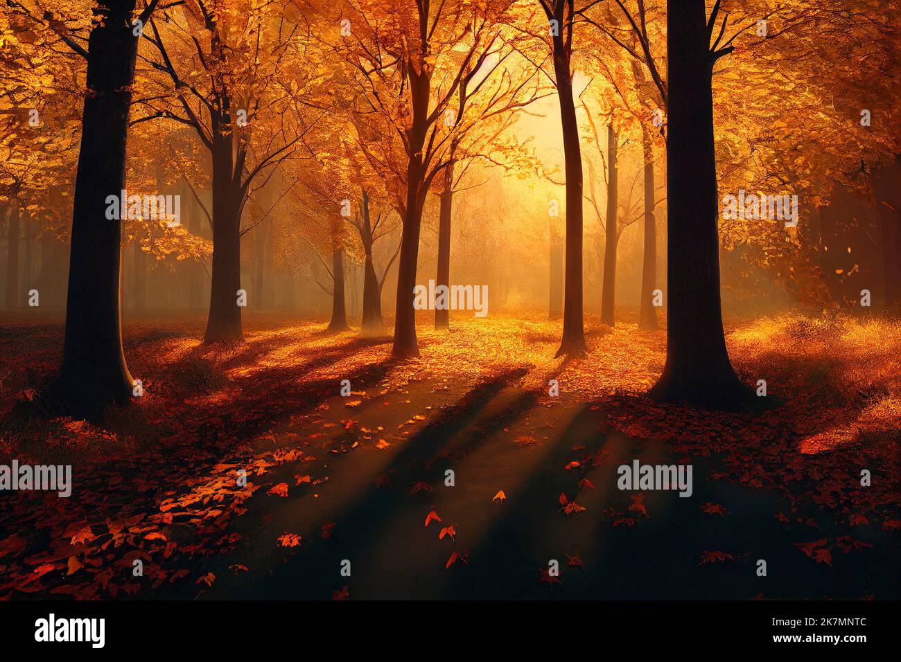 Autumn background Yellow red orange leaves and trees during autumn ...