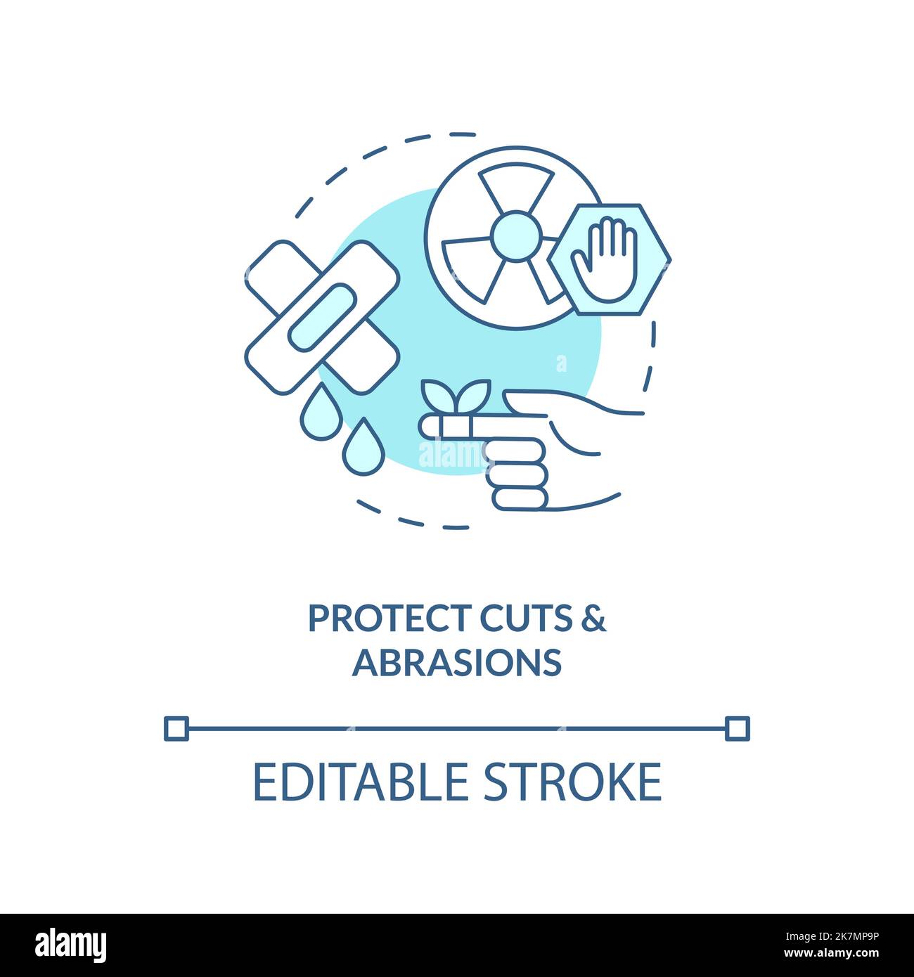 Protect cuts and abrasions turquoise concept icon Stock Vector Image ...