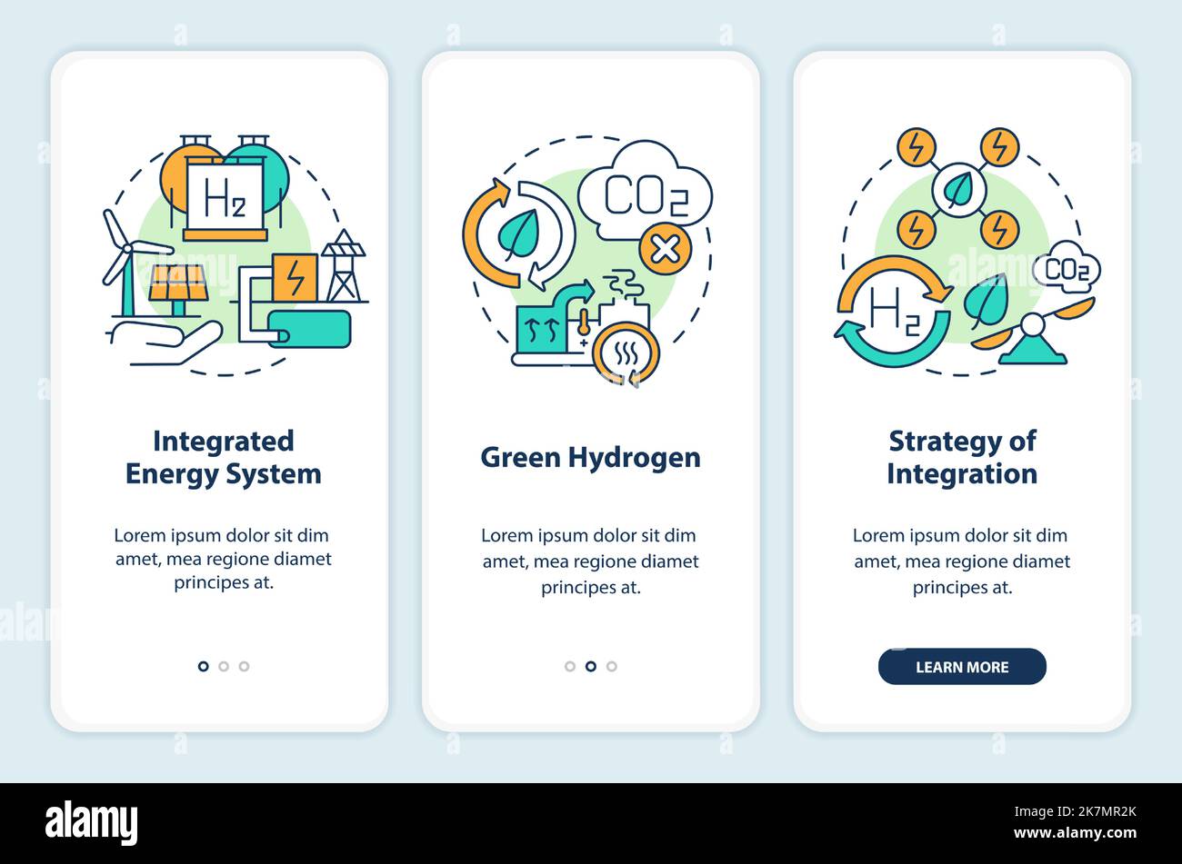 Renewable Hydrogen Onboarding Mobile App Screen Stock Vector Image