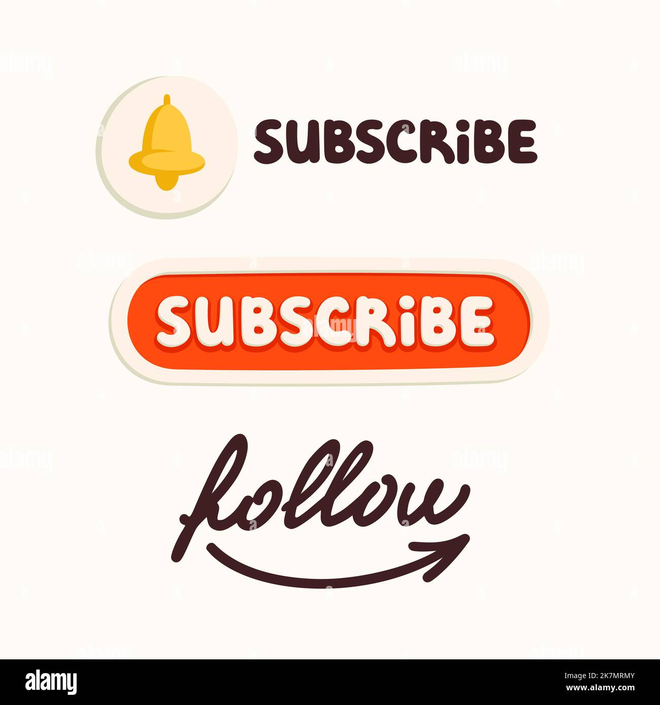 subscribe and follow stickers for a social media, making a blog or vlog ...