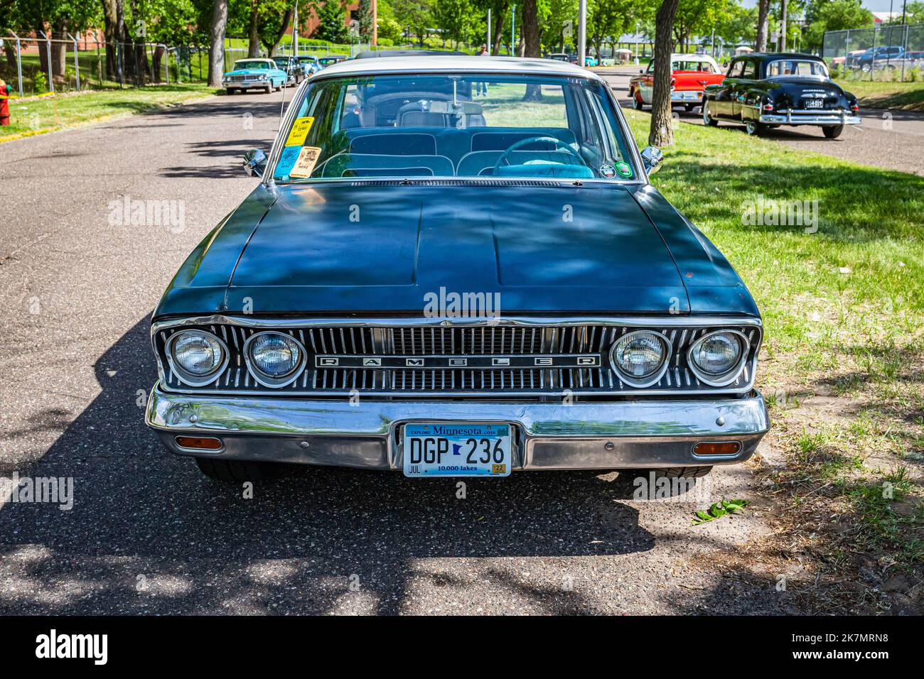 Falcon Heights, MN - June 19, 2022: High perspective front view of a ...