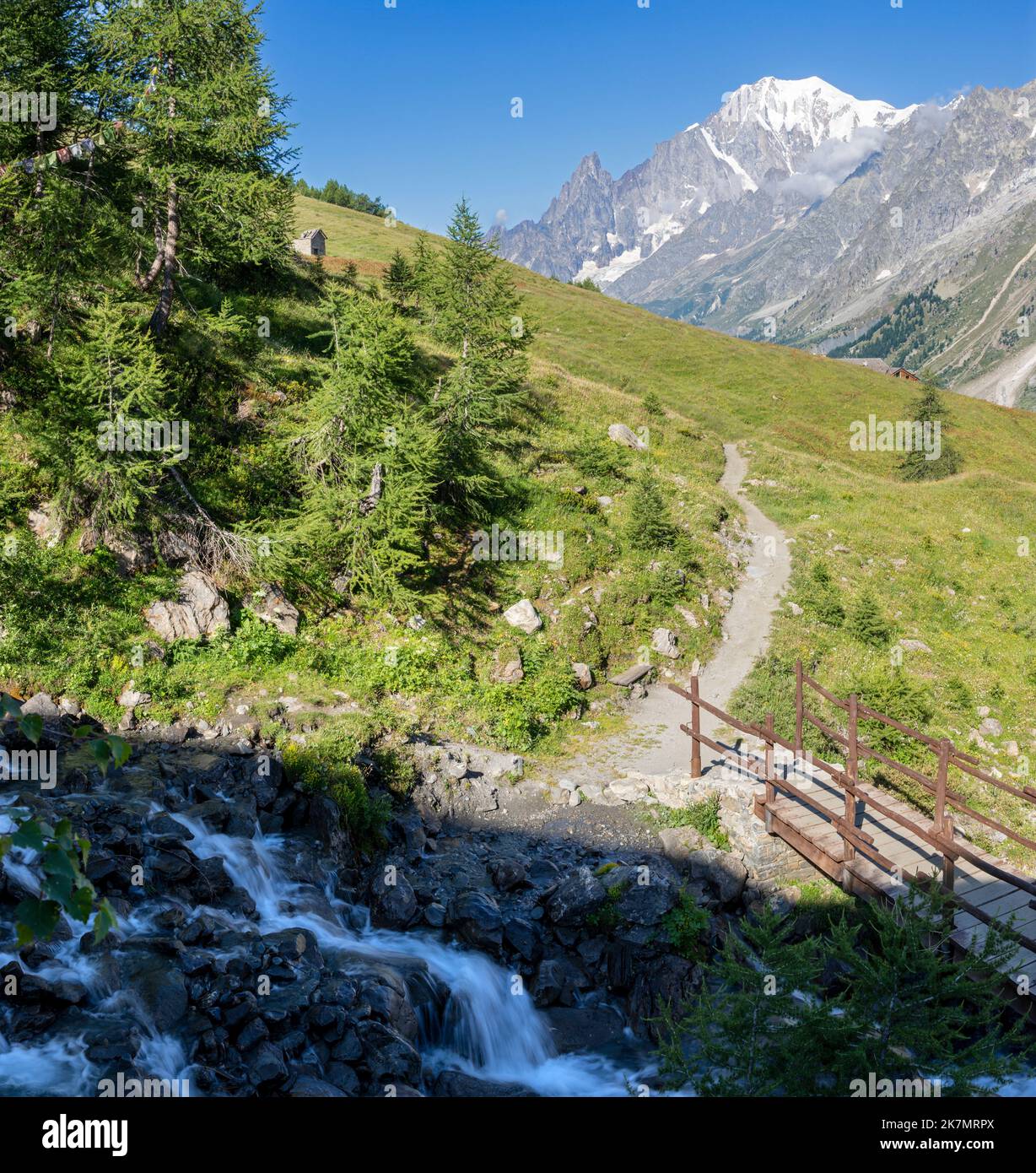 The Mont Blanc massif from Val Ferret valley in Italy Stock Photo - Alamy