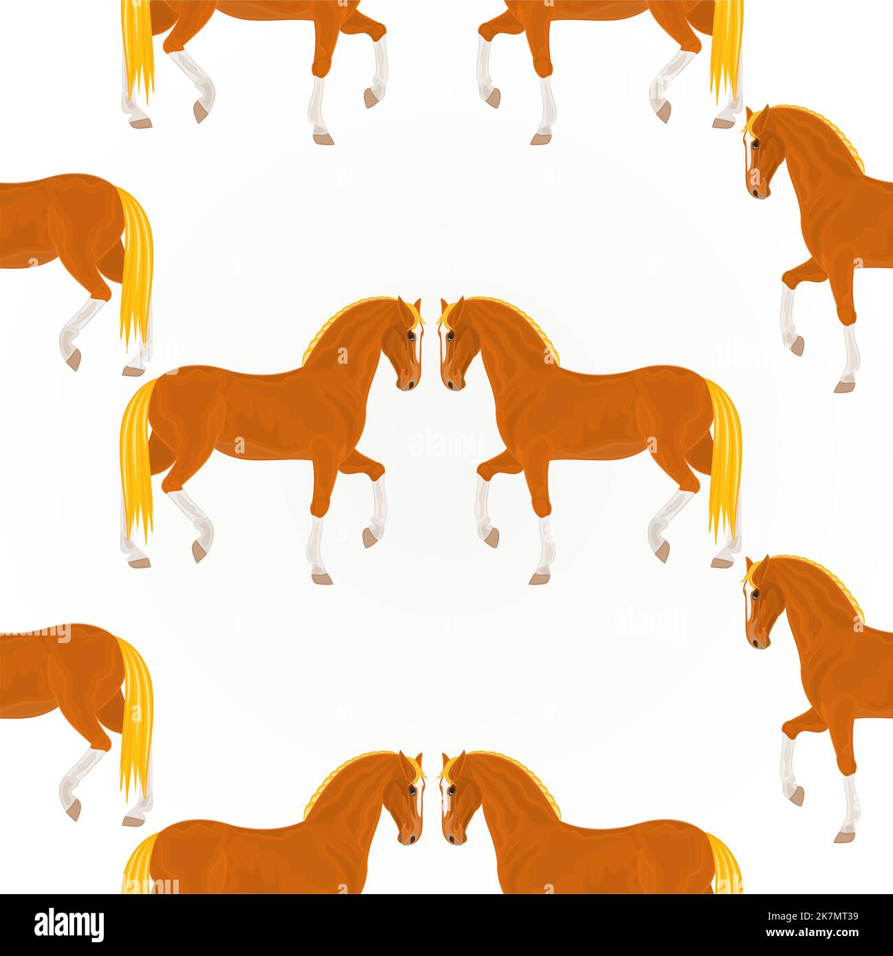 Seamless texture red horses stallions vector illustration Stock Vector ...