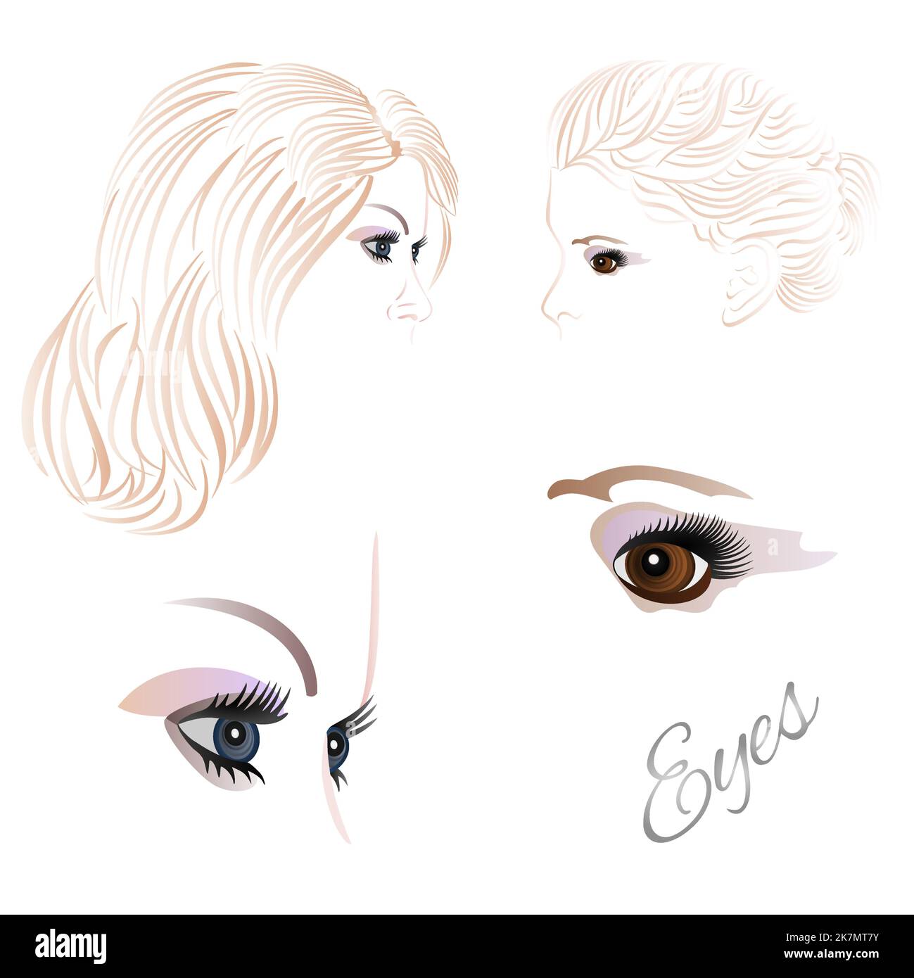 Females eyes brown and blue with the contour face and hair second set ...