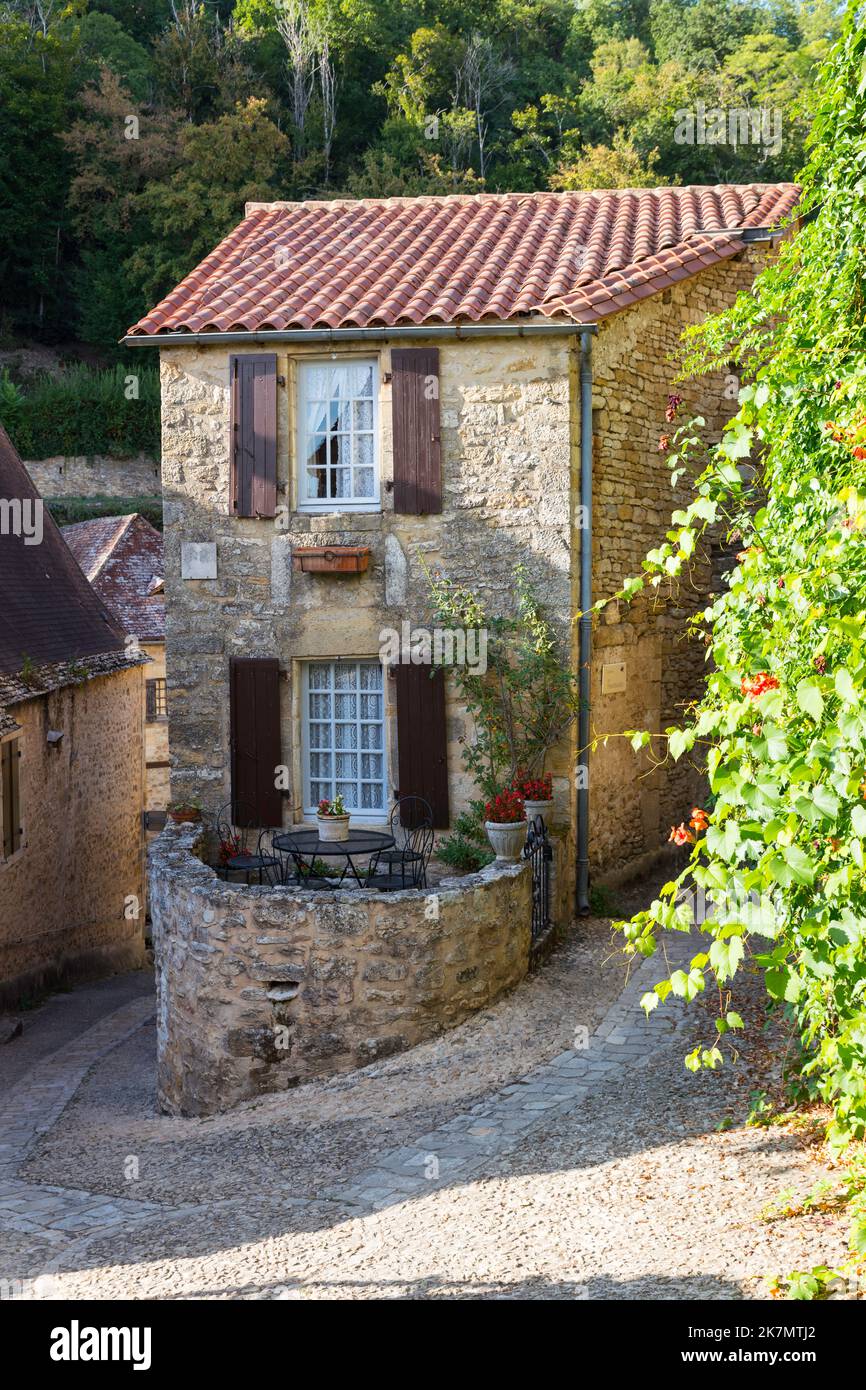 limestone house with a small Patio with terrace in France Stock Photo ...