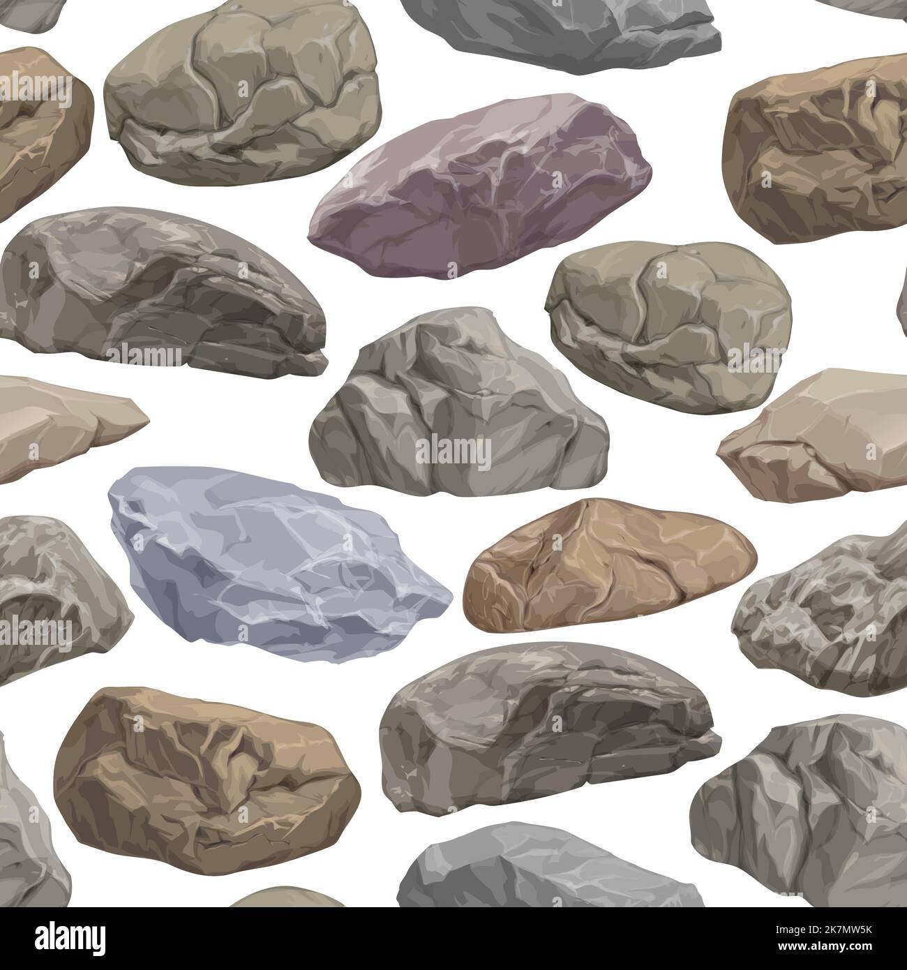 Pattern of realistic stones on a white background for printing and ...