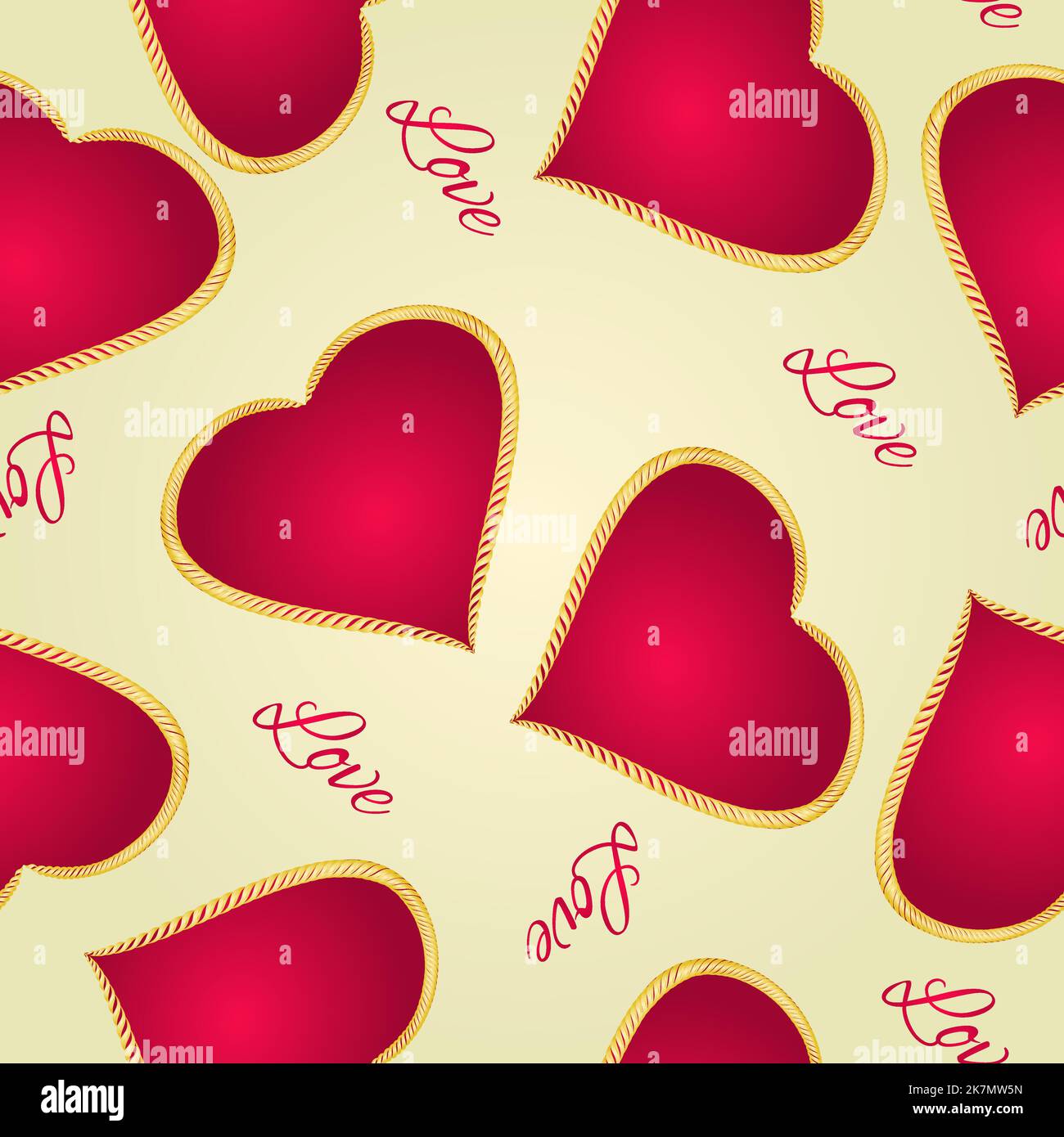 Seamless texture Happy Valentine day gilded heart vector illustration ...