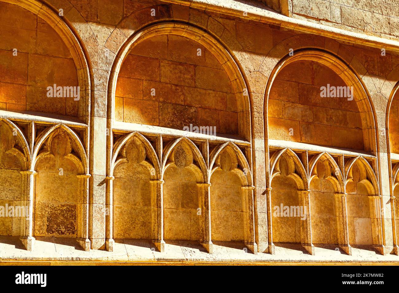 Ancient wall with arches . Architecture decorative arches of cathedral ...