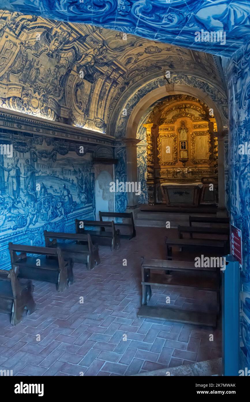 A chapel inside Forte de Sao Filipe covered with tiles in Setubal ...