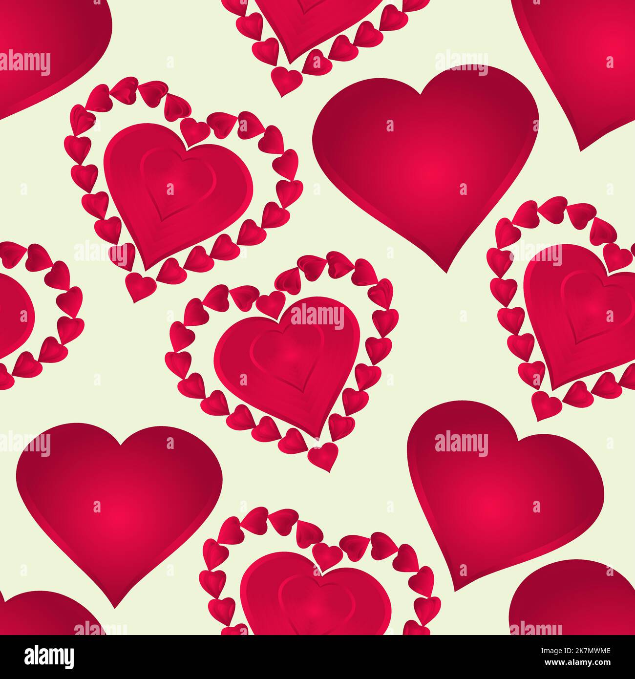 Seamless texture Hearts of various shapes set vintage Vector ...