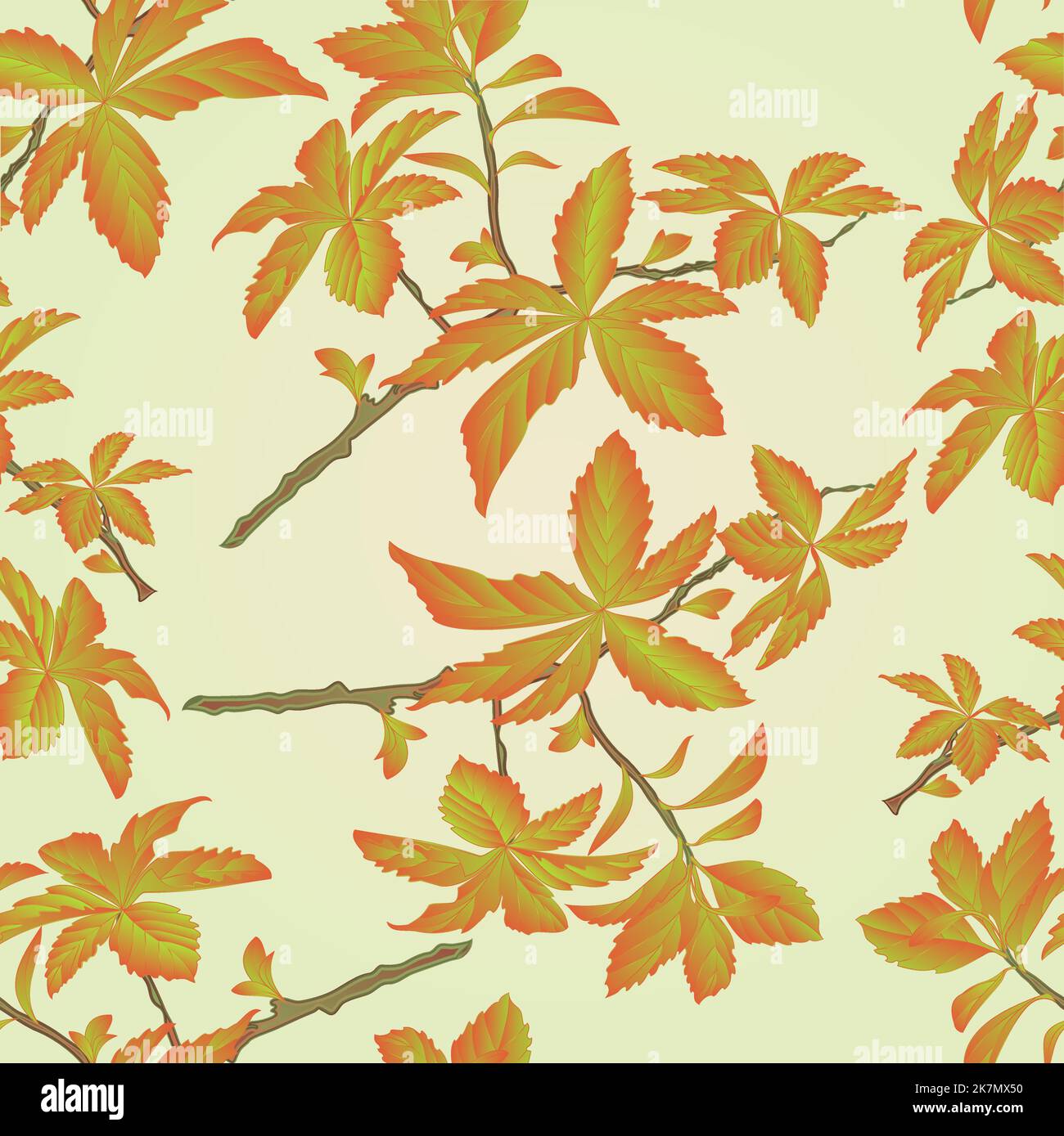 Seamless texture twig decorative shrub colorful leaves vector ...