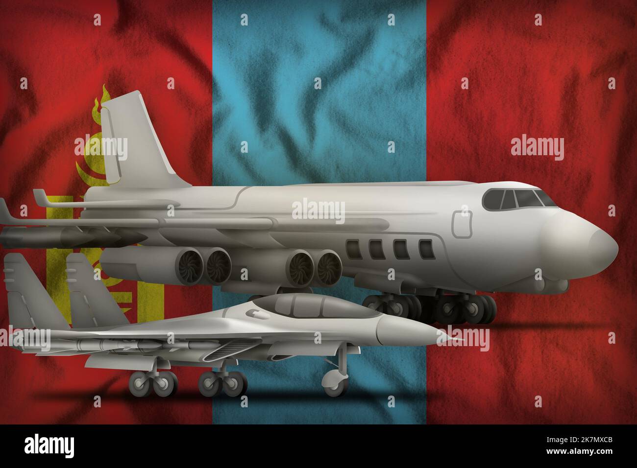 air forces on the Mongolia flag background. Mongolia air forces concept ...