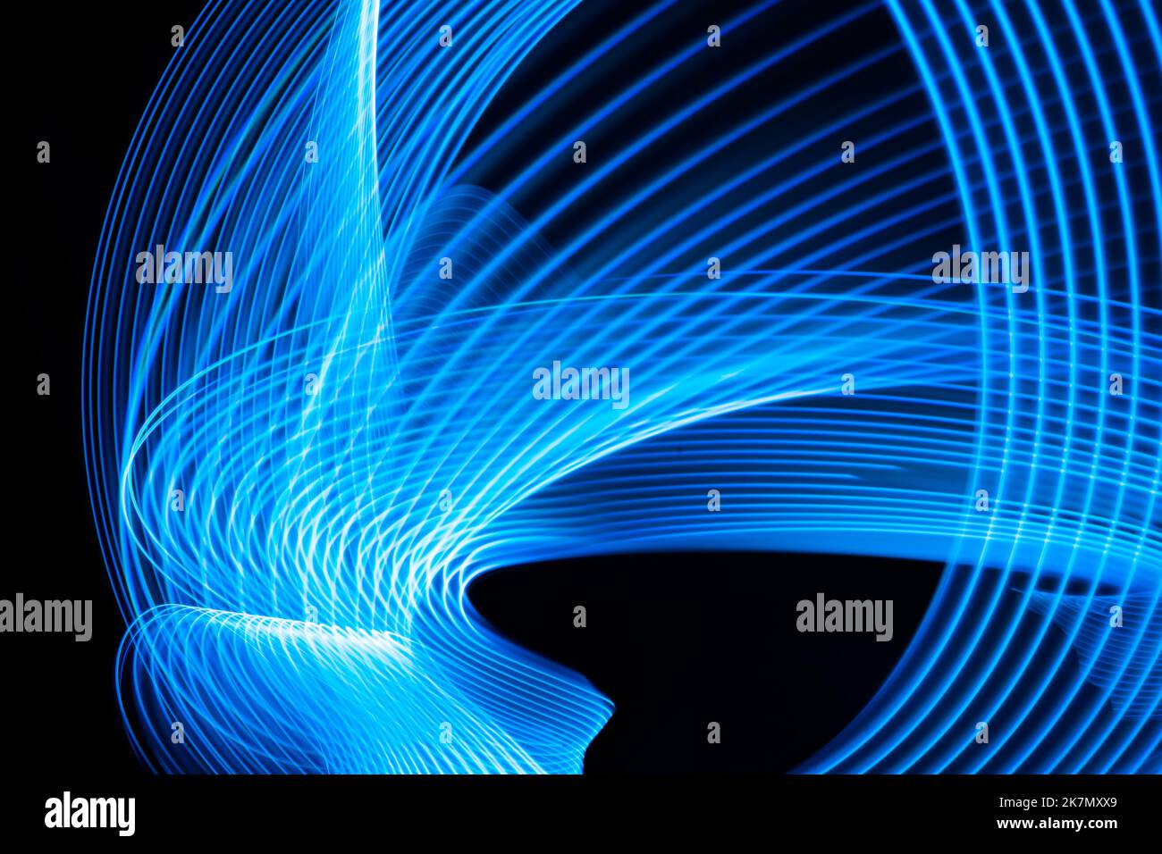 Abstract technology background of long exposure light on black Stock ...