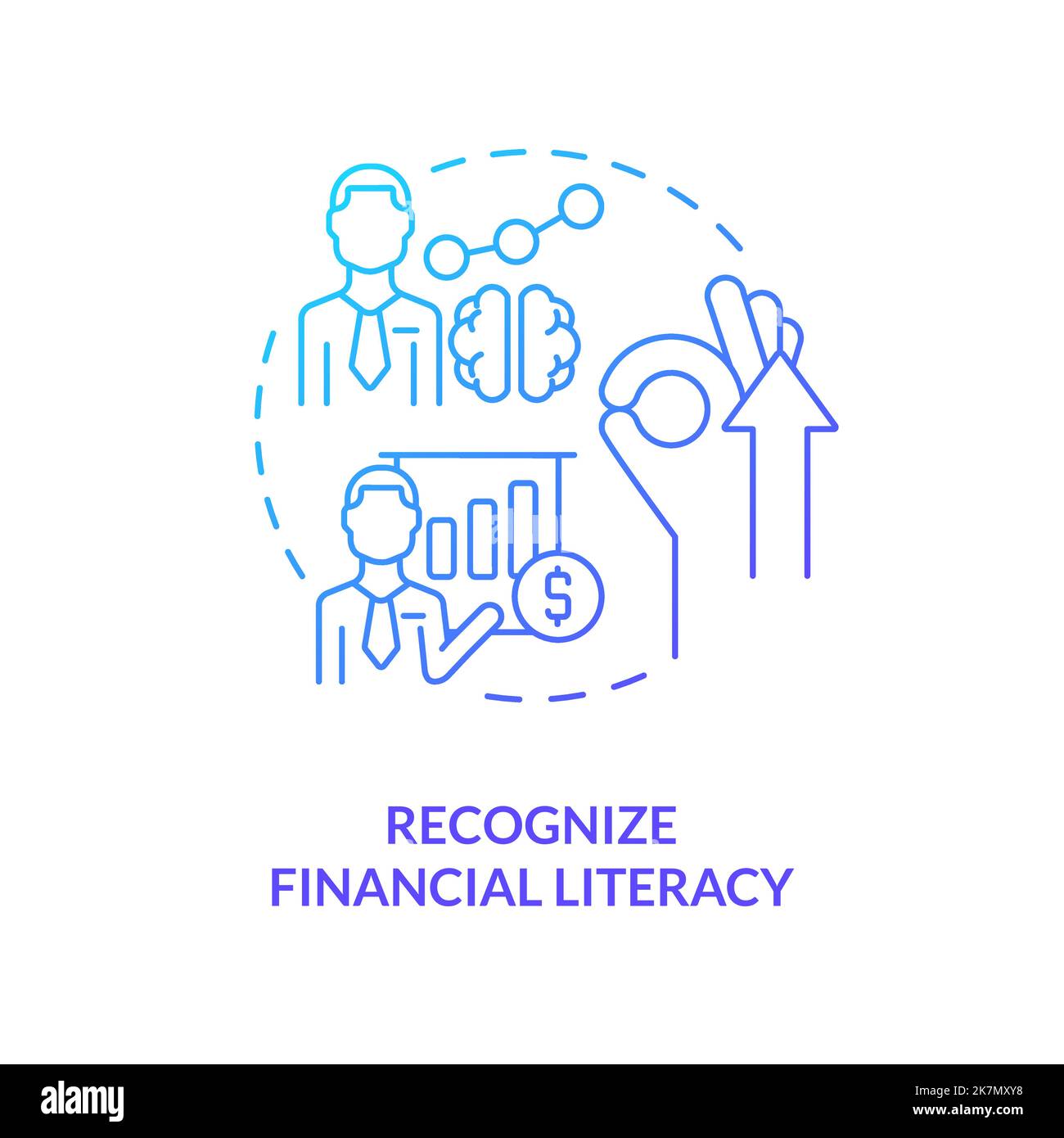 Recognize financial literacy blue gradient concept icon Stock Vector ...