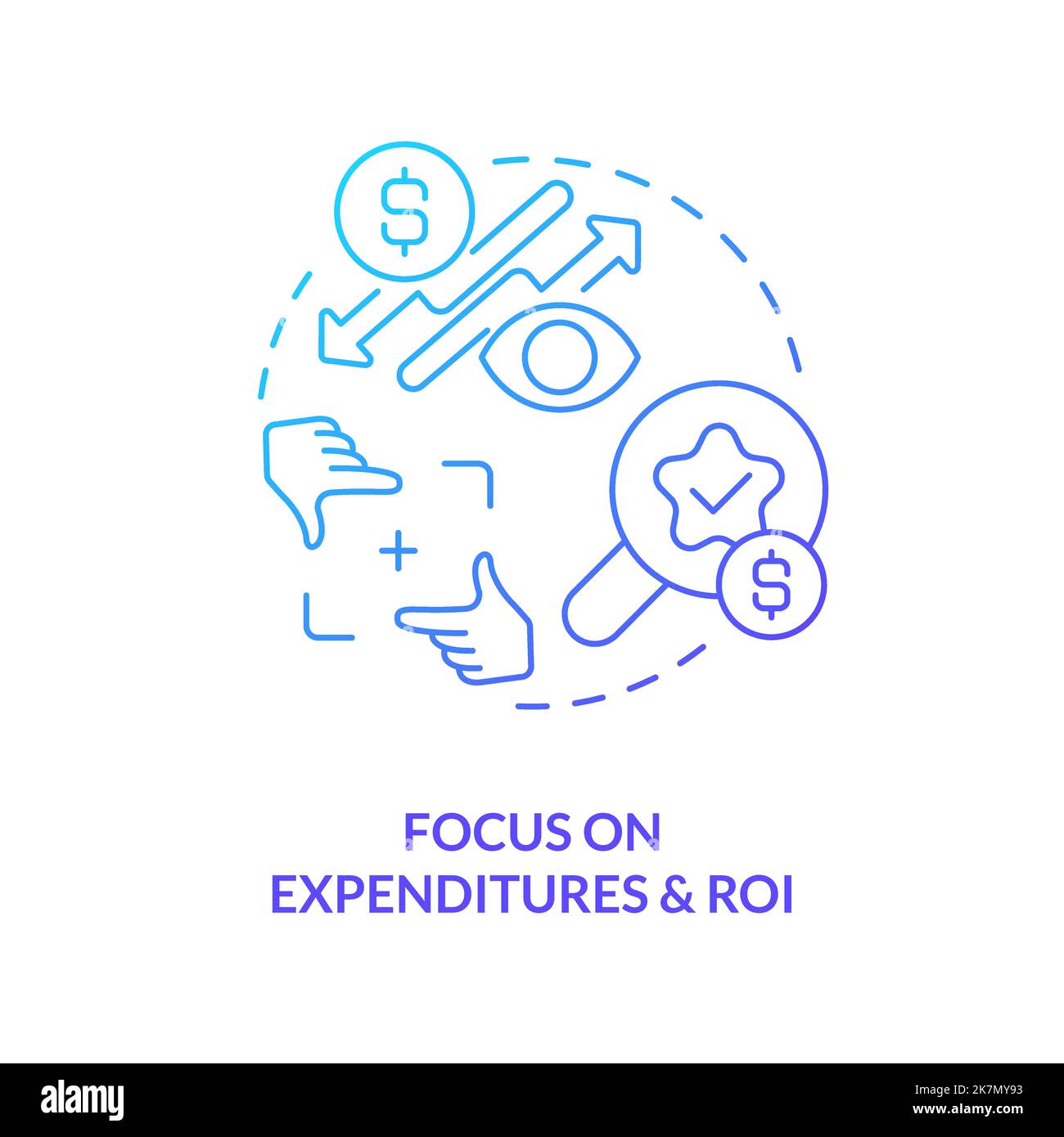 Focus on expenditures and ROI blue gradient concept icon Stock Vector ...